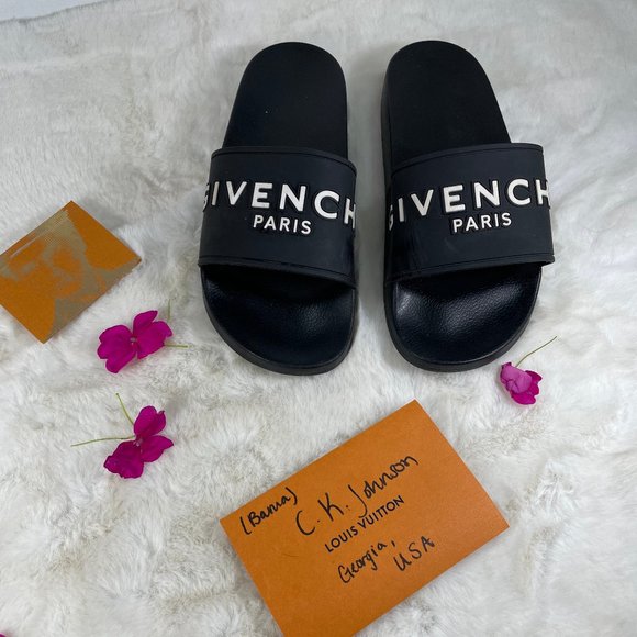 Givenchy | Shoes | Givenchy Black Rubber White Logo Emblem Monogram ...